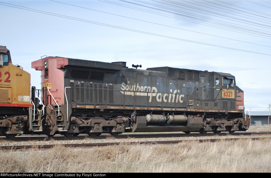 UP 6327 working as DPU on eastbound UP Freight